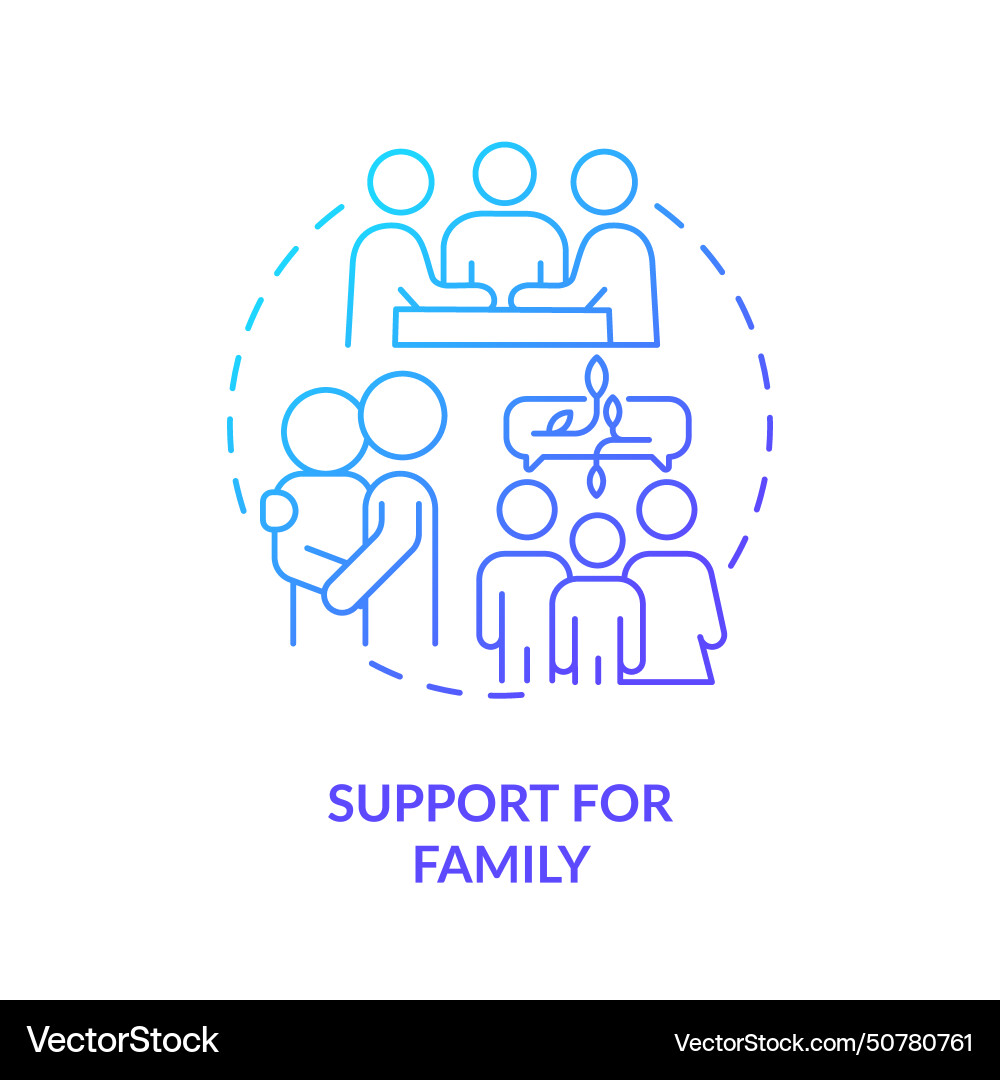 Support for family blue gradient concept icon Vector Image
