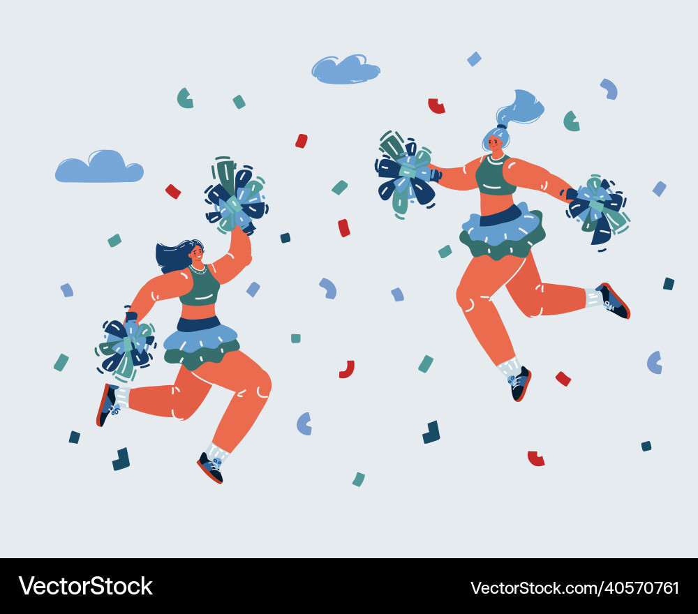 Two jump cheerleader Royalty Free Vector Image
