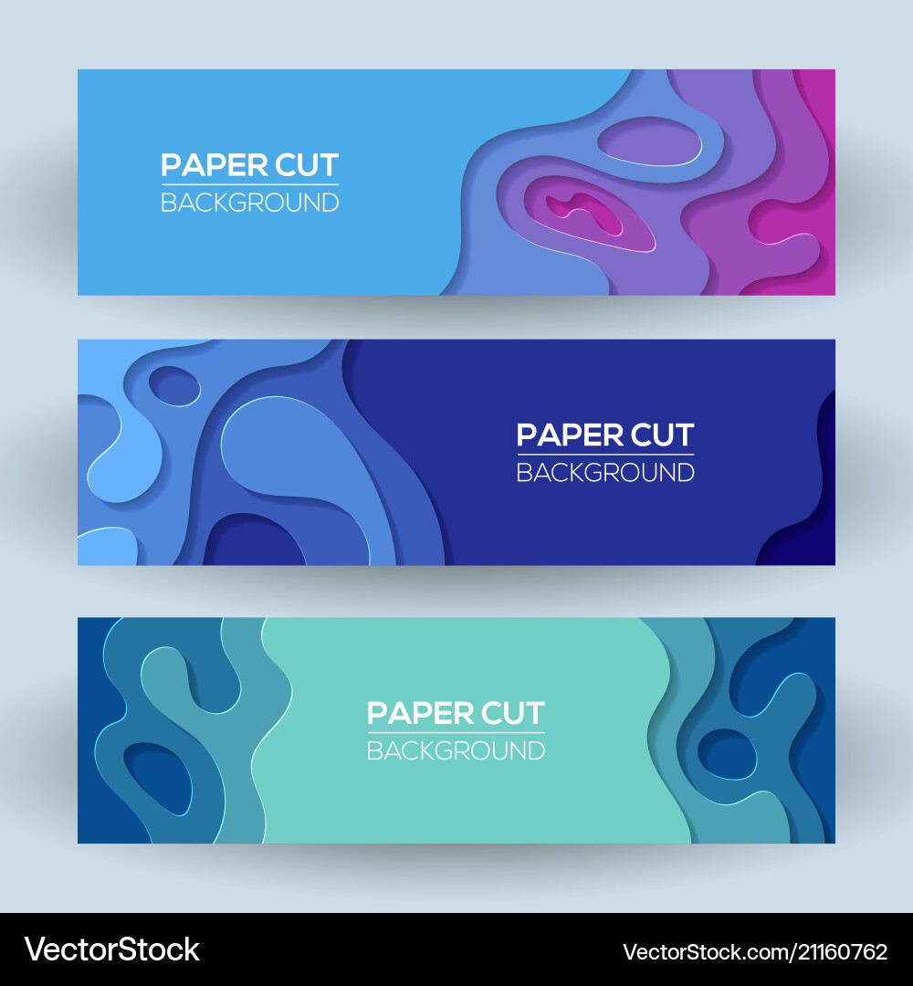 Abstract Paper Cut Banners Royalty Free Vector Image