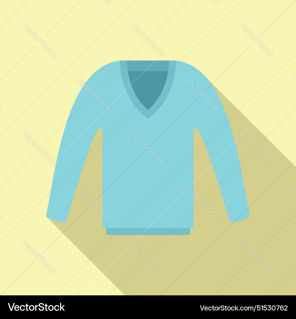 Blue v neck sweater laying flat on yellow Vector Image