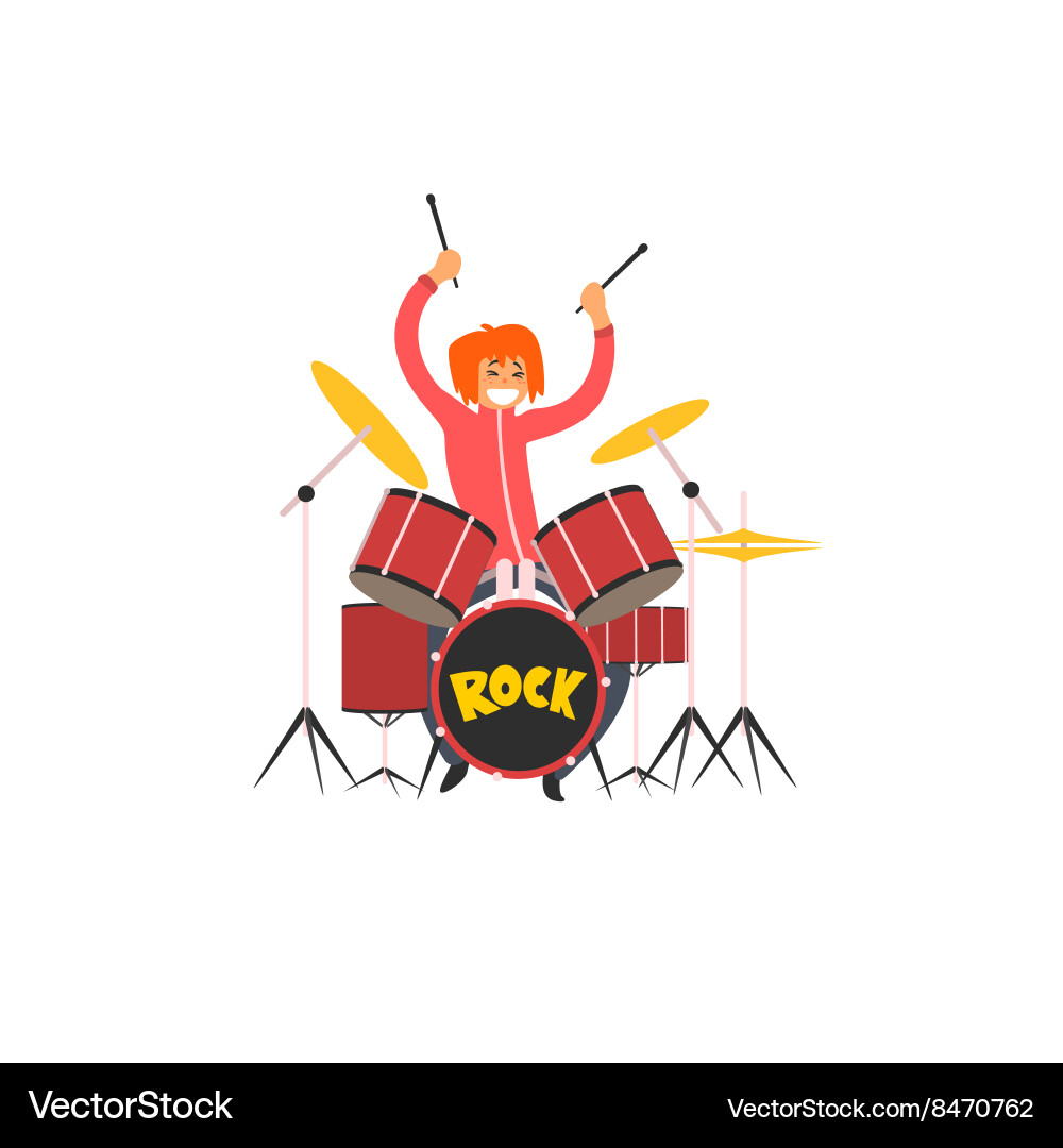 Girl drummer Royalty Free Vector Image - VectorStock