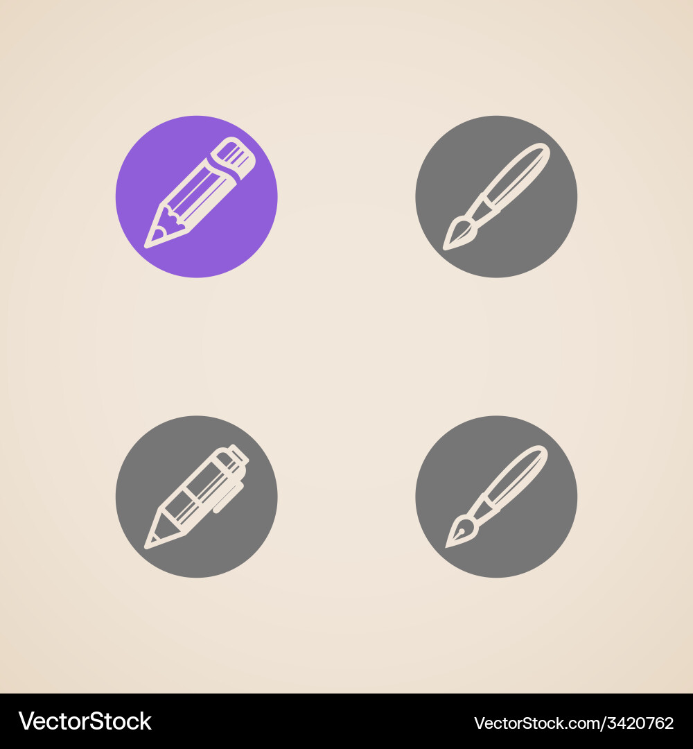 Icons of drawing and writing tools Royalty Free Vector Image