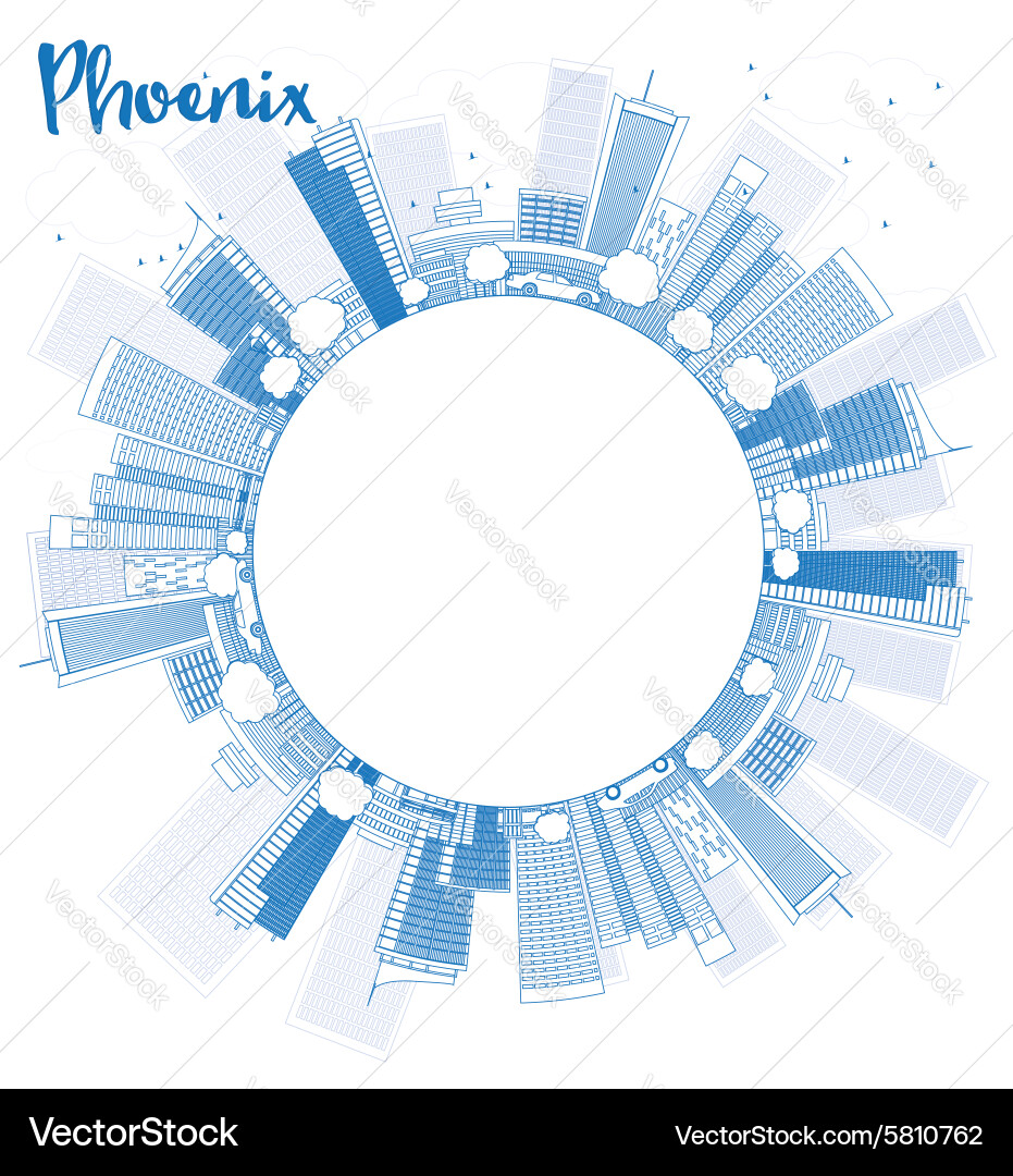 Outline phoenix skyline Royalty Free Vector Image
