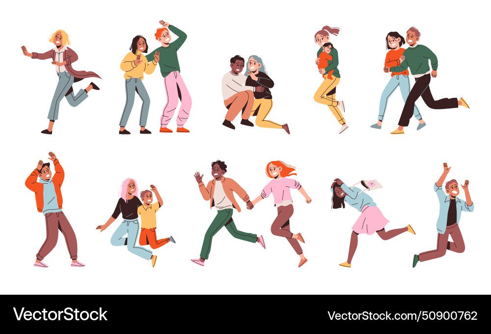 People run afraid scared men and women Royalty Free Vector