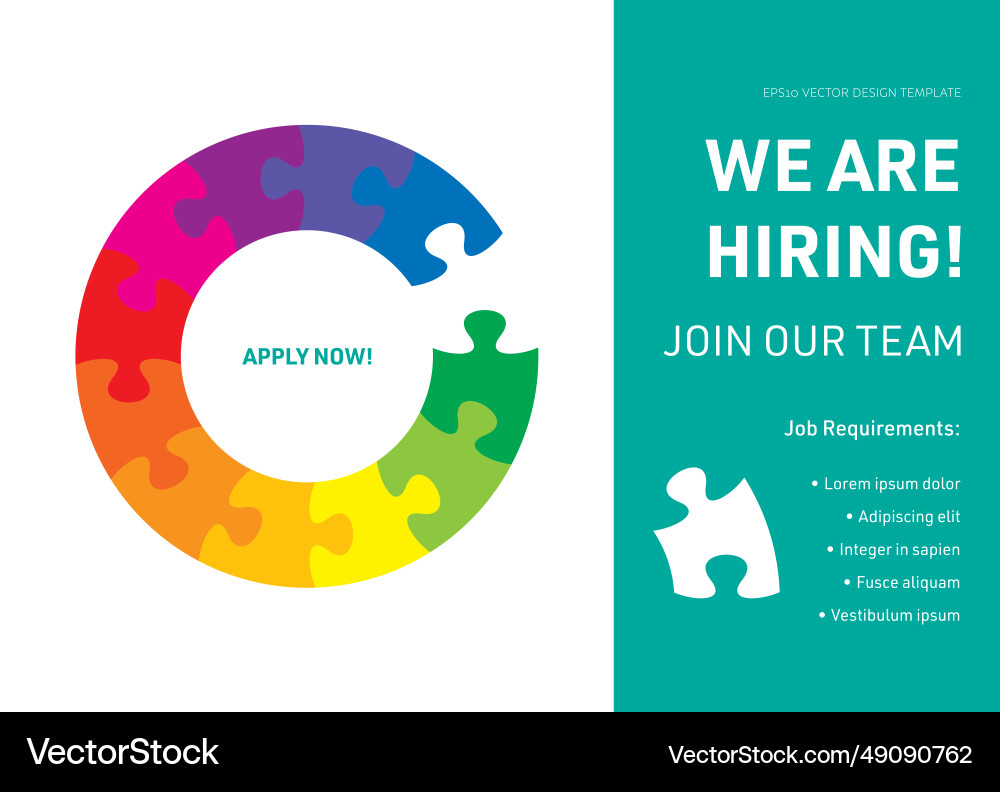 Puzzle join our team banner design Royalty Free Vector Image