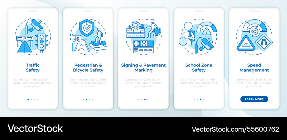Safety and regulation blue onboarding mobile app Vector Image