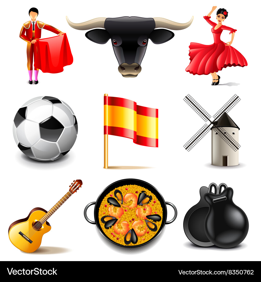 Spain icons set Royalty Free Vector Image - VectorStock