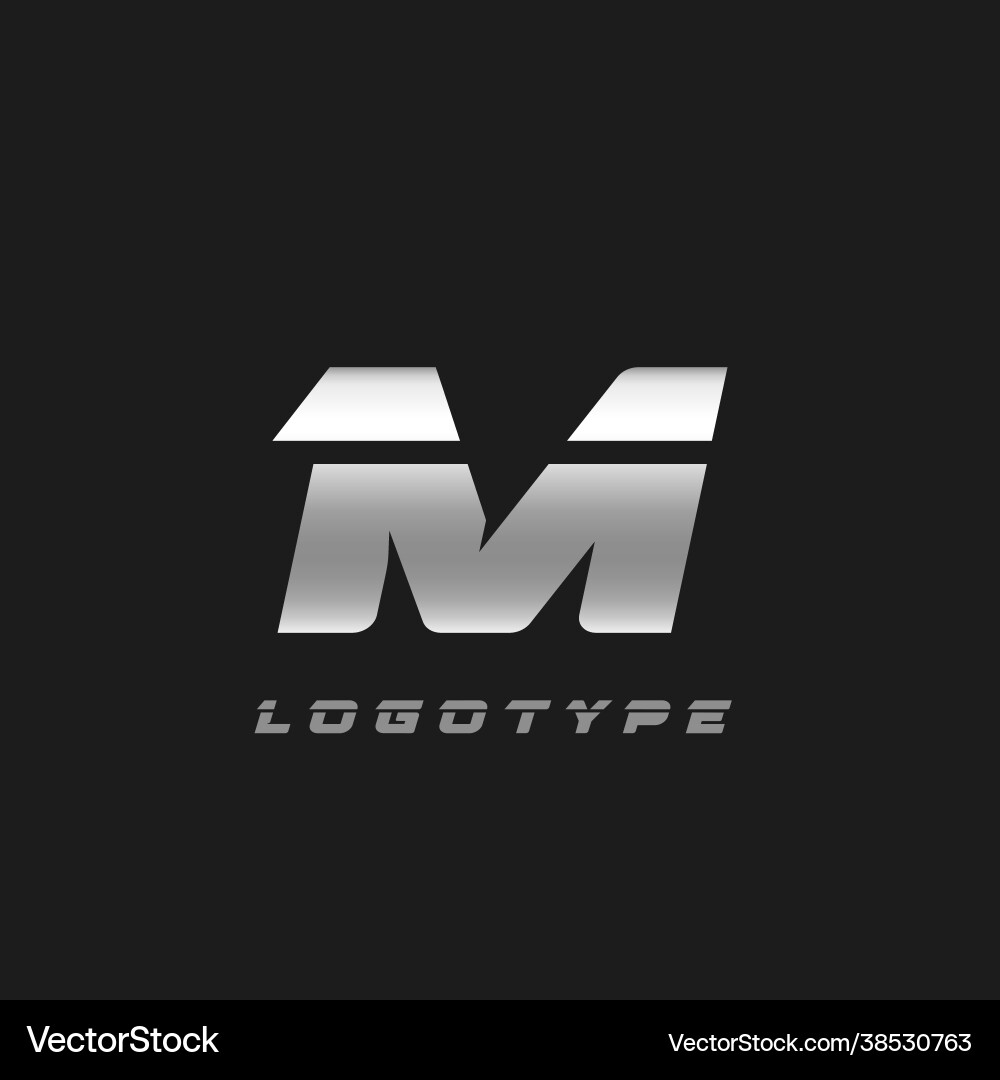Blade silver letter m bold italic cropped Vector Image