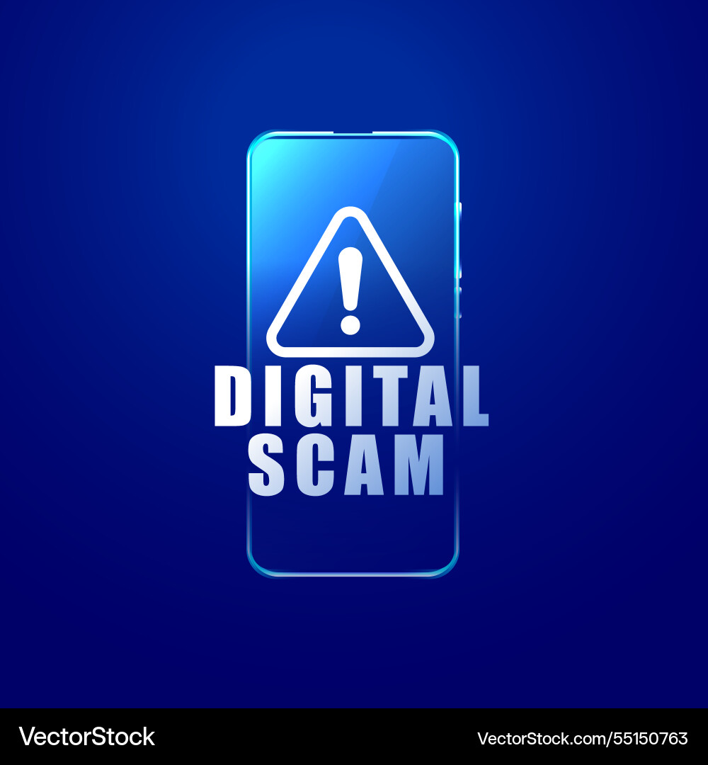 Digital scam alert warning background Royalty Free Vector