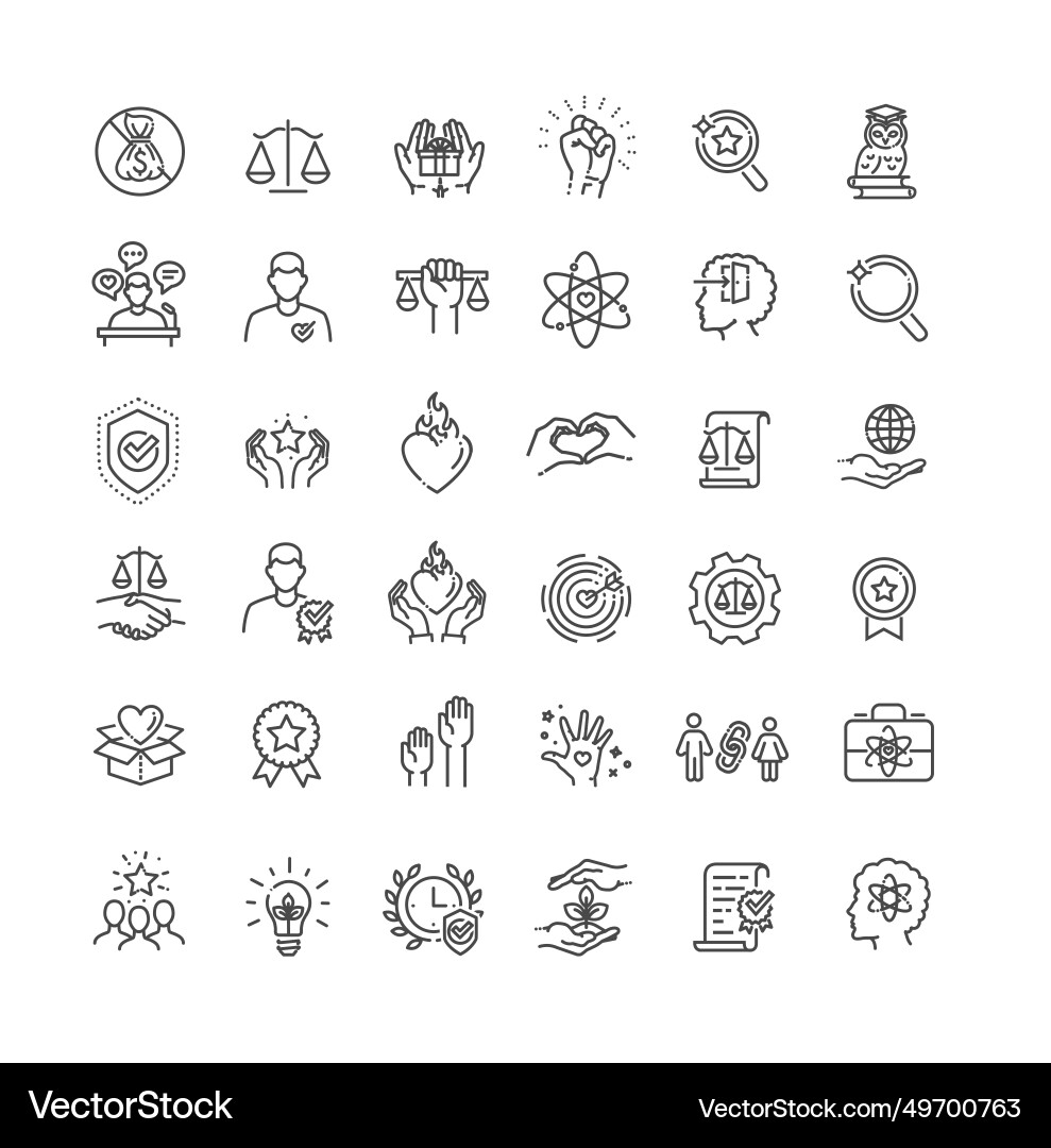 Ethics icons linear Royalty Free Vector Image - VectorStock