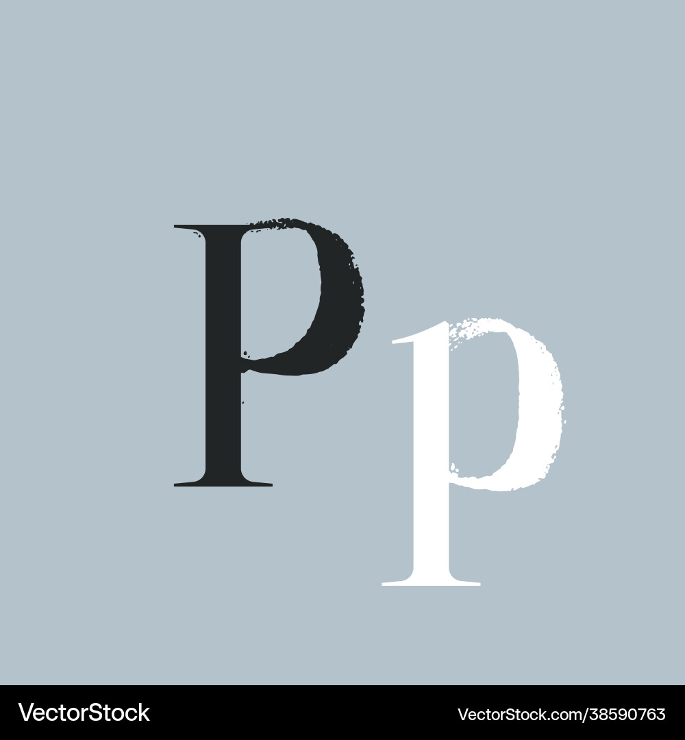 Buchstaben p mit trockenem Pinselstrich und Serif Vektorbild
