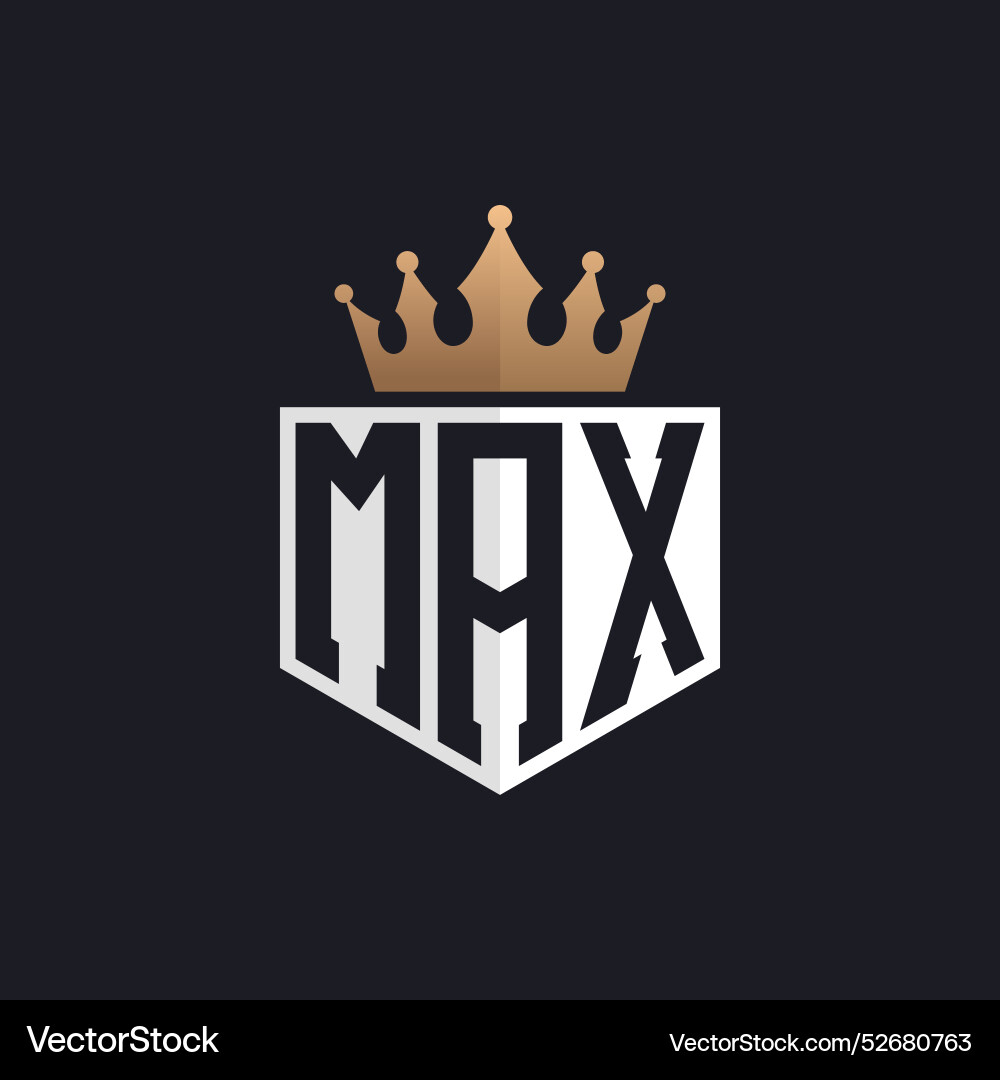 Luxury max logo with crown elegant initials Vector Image