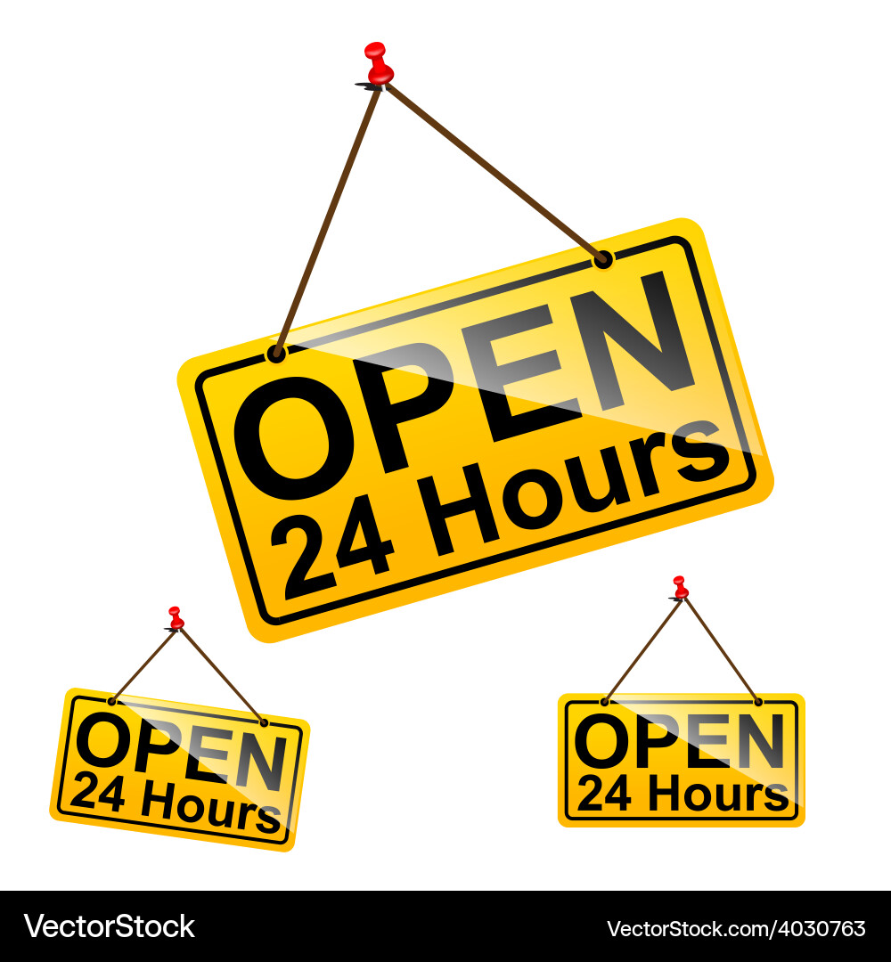 Open 24 hours sign message symbol Royalty Free Vector Image