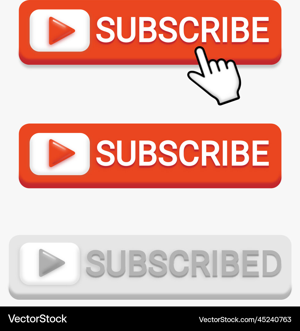 Subscribe Bell Red Button Hand Cursor Royalty Free Vector