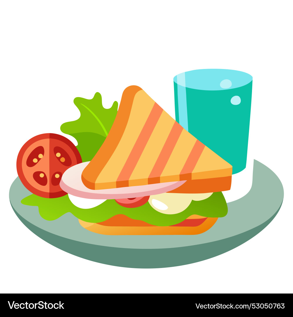 Toasted sandwich with bacon lettuce tomatoes Vector Image