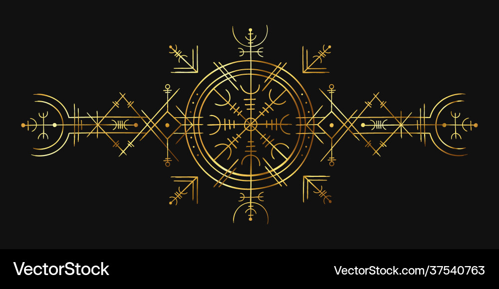 Viking magic symbol golden esoteric ornament Vector Image