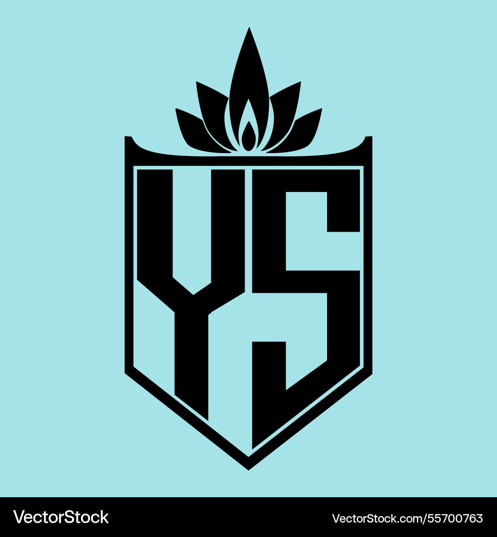 Ys logo with elegant crown symbol and shield Vector Image