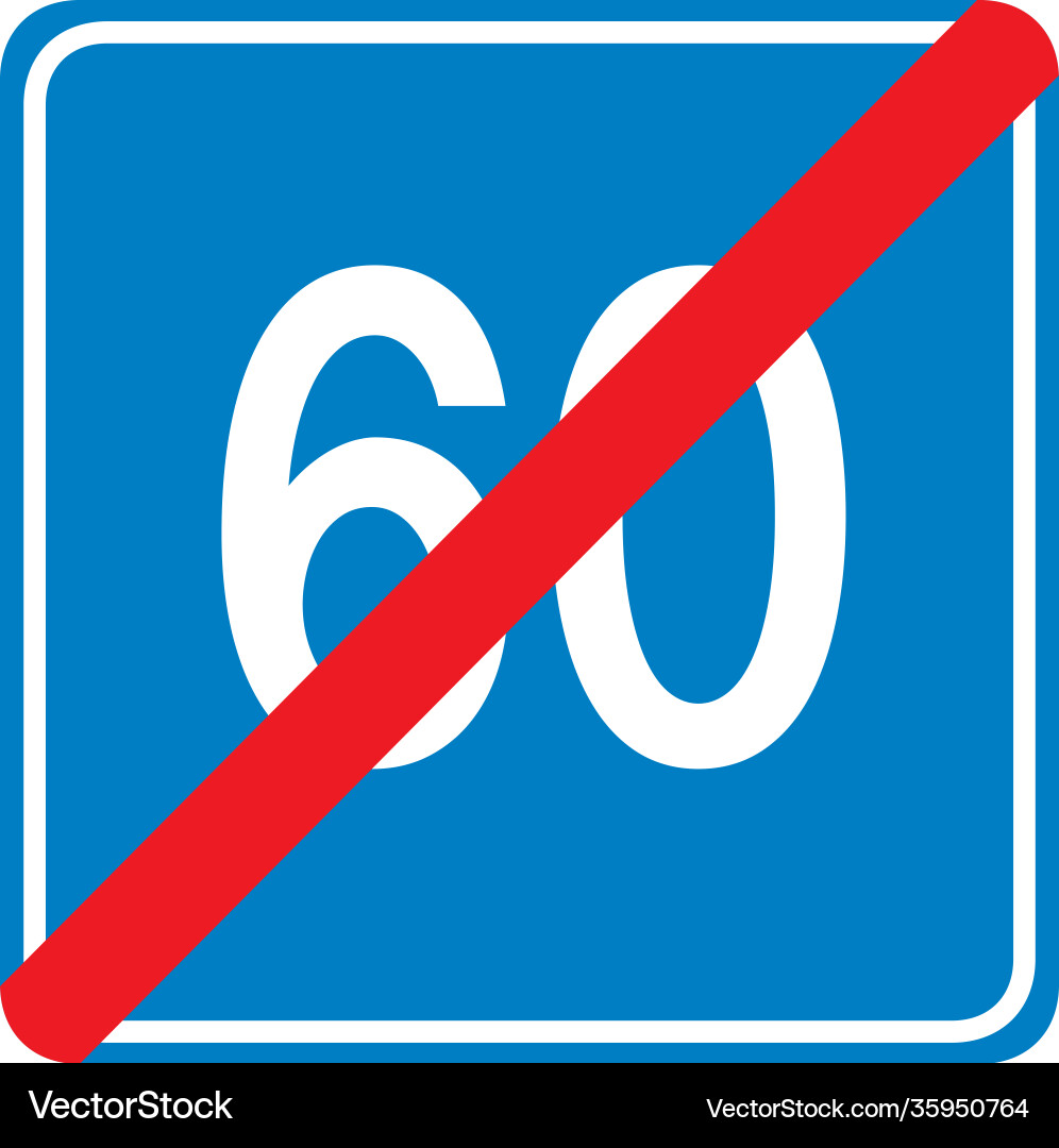 Blue minimum speed limit 60 road sign isolated Vector Image