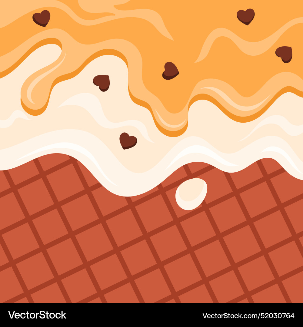 Caramel sauce and vanilla ice cream dripping down Vector Image