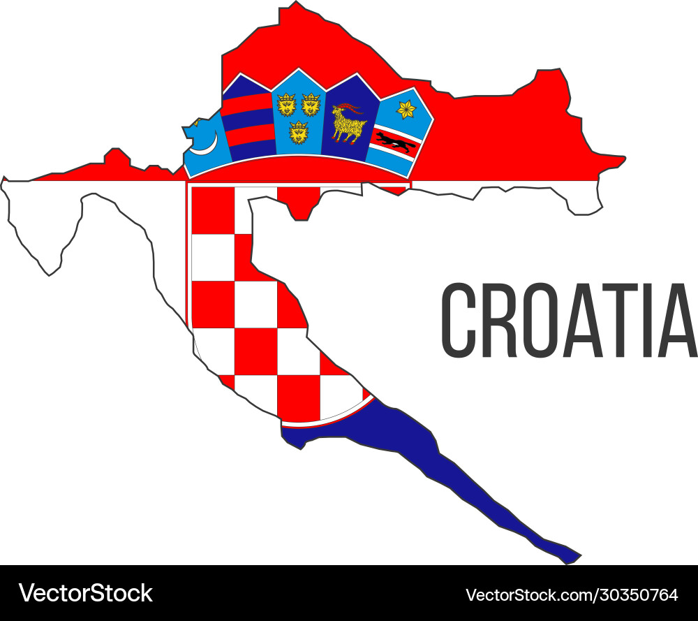 Kroatien Flaggenkarte Land Lizenzfreies Vektorbild