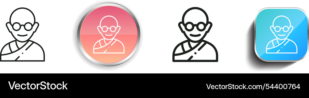 Gandhi icon thin linear regular and button style Vector Image