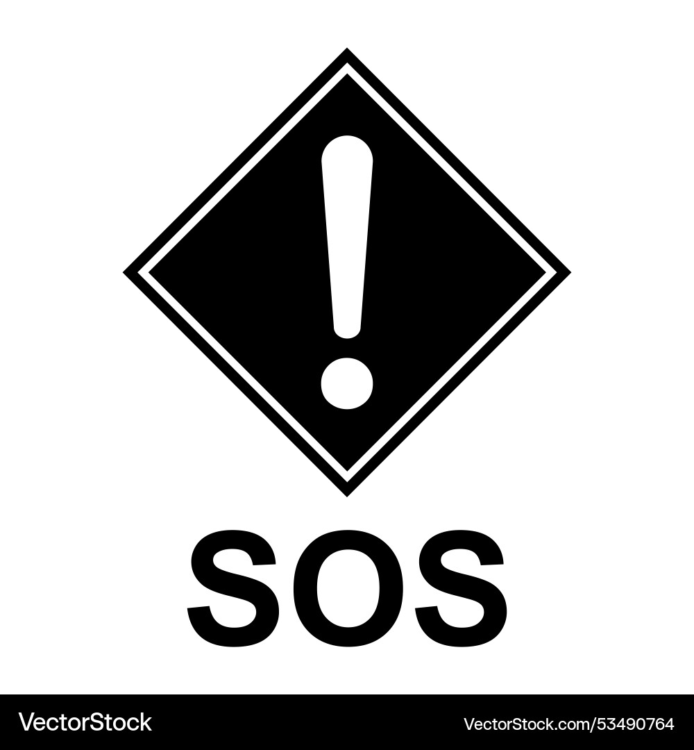 Sos help icon safety support alert flat design Vector Image