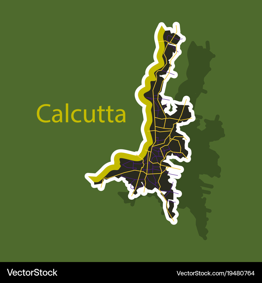 Sticker calcutta map city with borders Royalty Free Vector