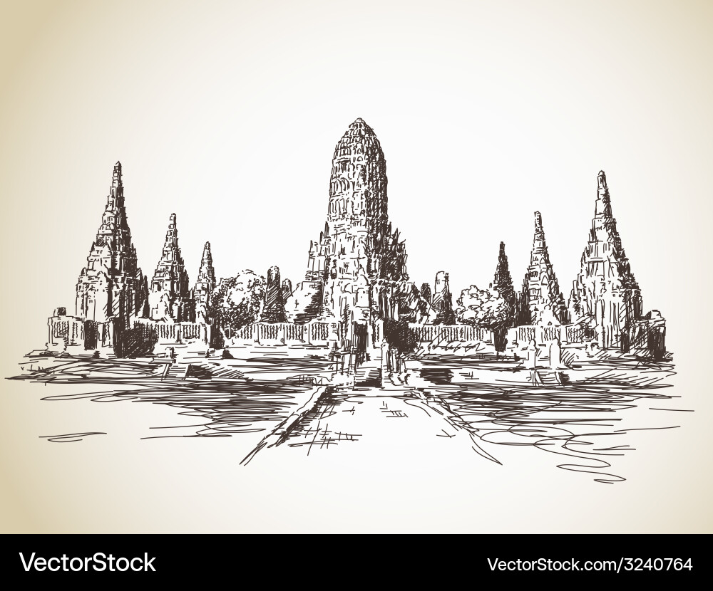 Temple in thailand Royalty Free Vector Image - VectorStock