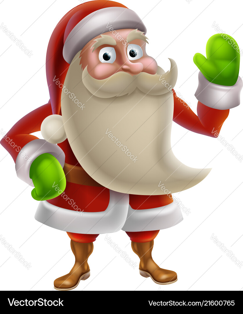 Cartoon santa waving Royalty Free Vector Image