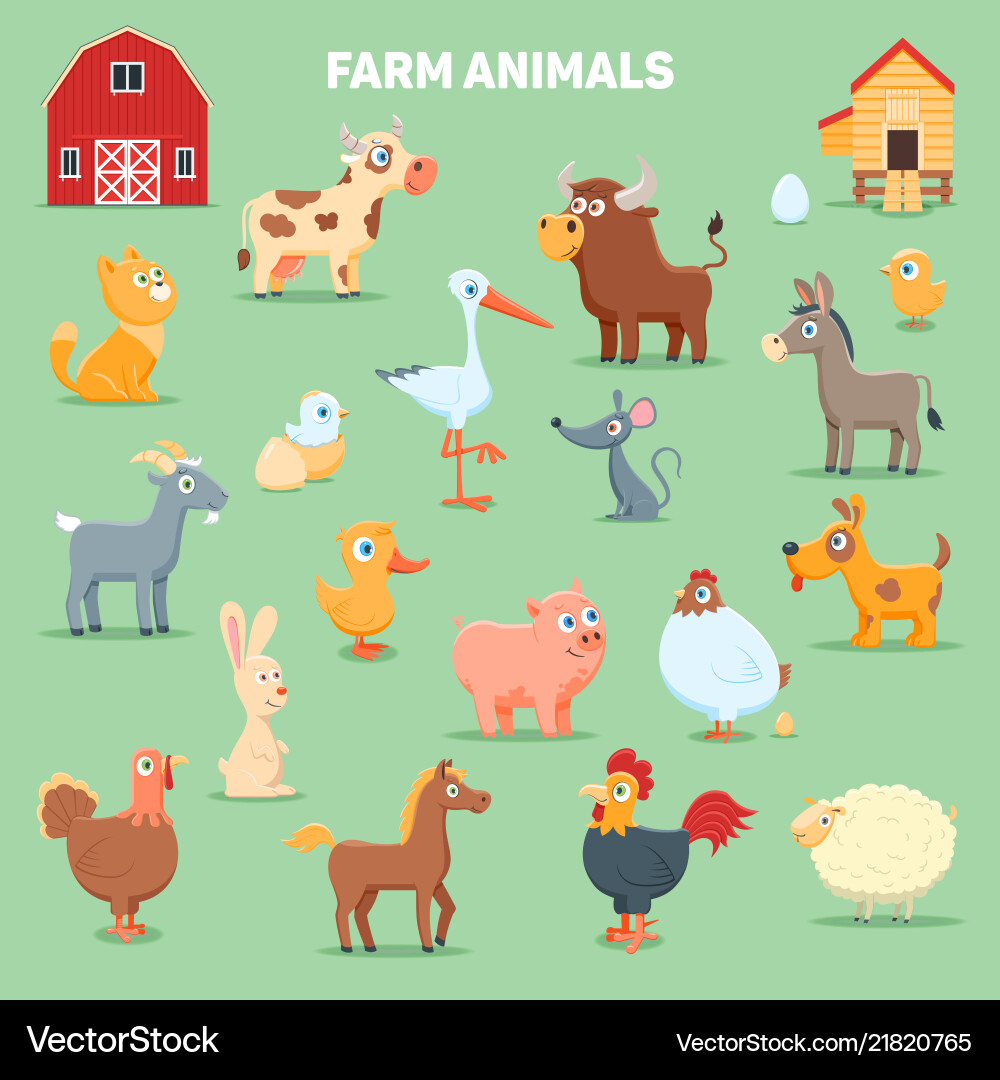 Farm animals Royalty Free Vector Image - VectorStock