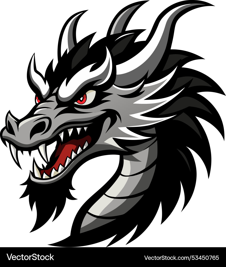 Fierce dragon head aggressive tribal design Vector Image