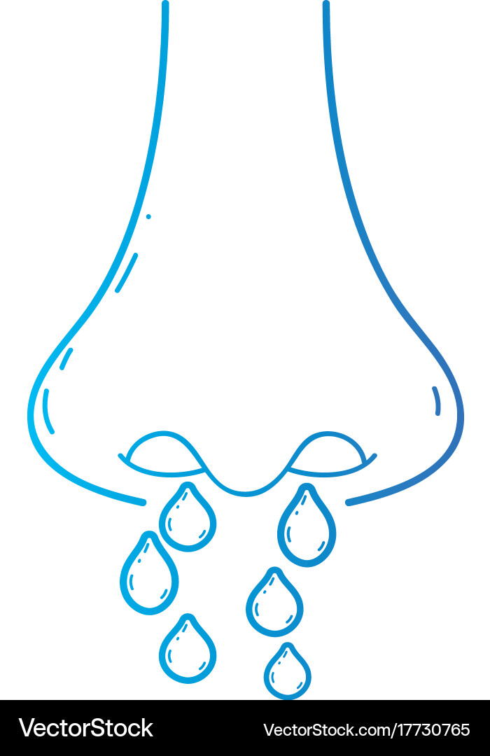 Line nose with rhinitis allergic sickness virus Vector Image