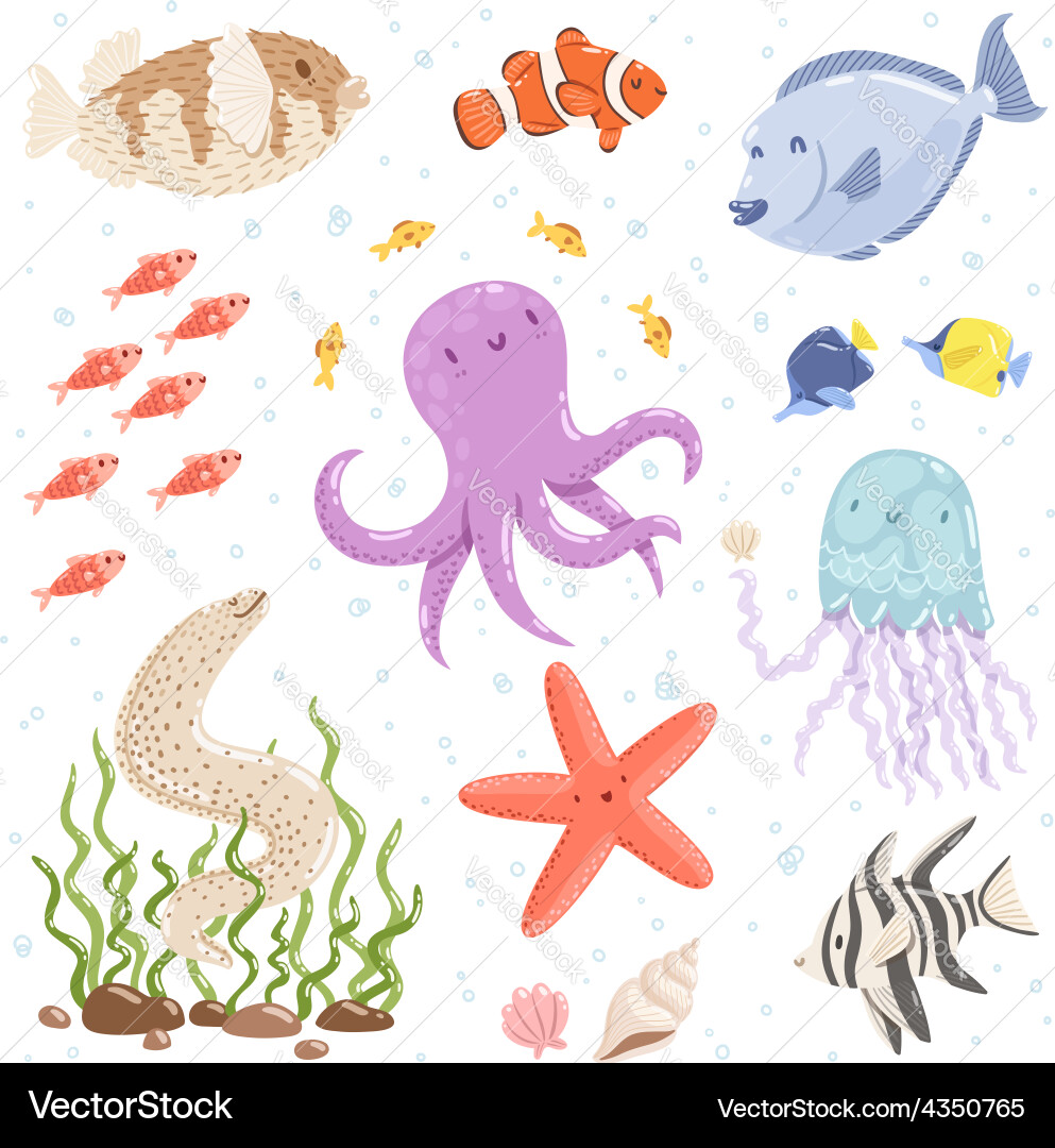 Marine life Royalty Free Vector Image - VectorStock