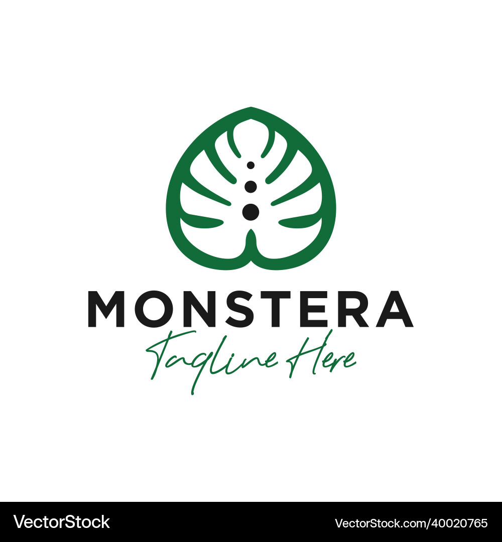 Monstera petal logo design Royalty Free Vector Image