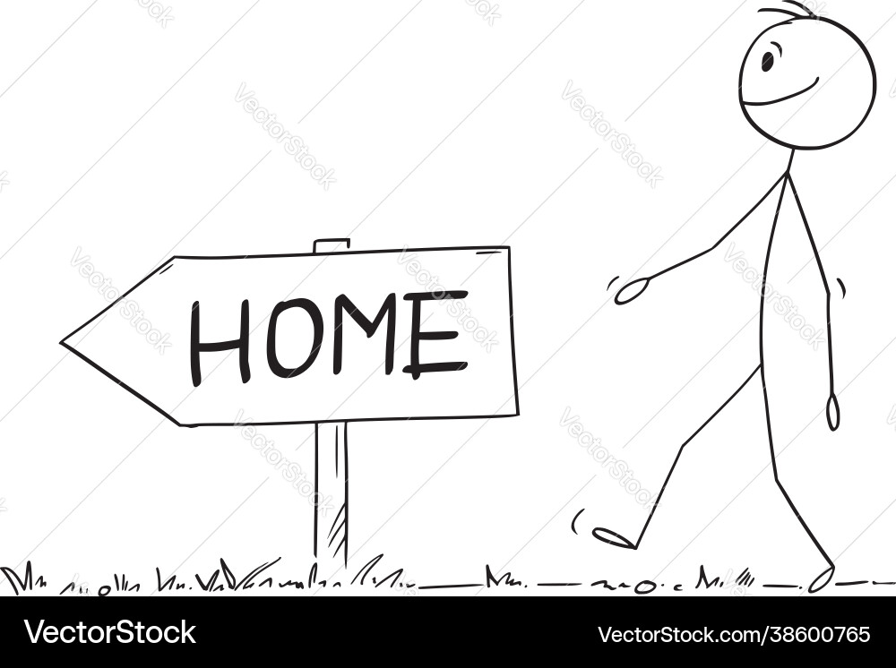Person walking on path or way home cartoon Vector Image