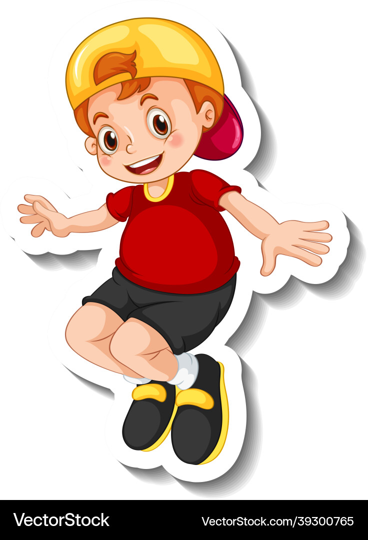 Sticker template with a boy cartoon character Vector Image
