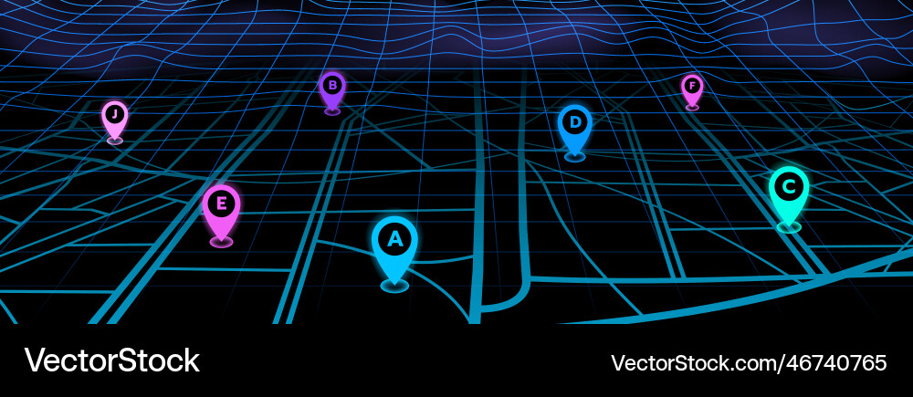 Street road map gps pins city points Royalty Free Vector