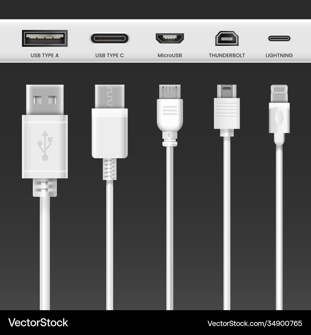 Usb cable adapters and phone connector wires Vector Image