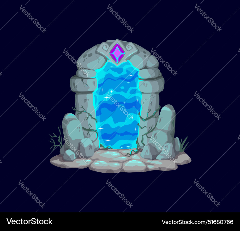 Fantasy game magic portal framed by ancient stone Vector Image