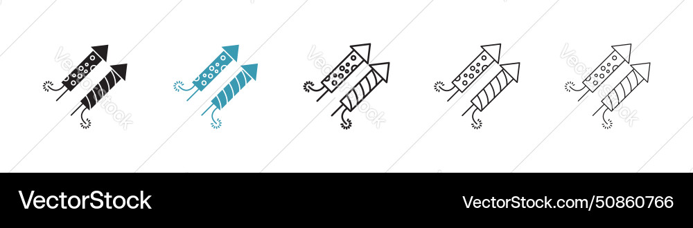Fireworks rocket sign icon set safety Royalty Free Vector