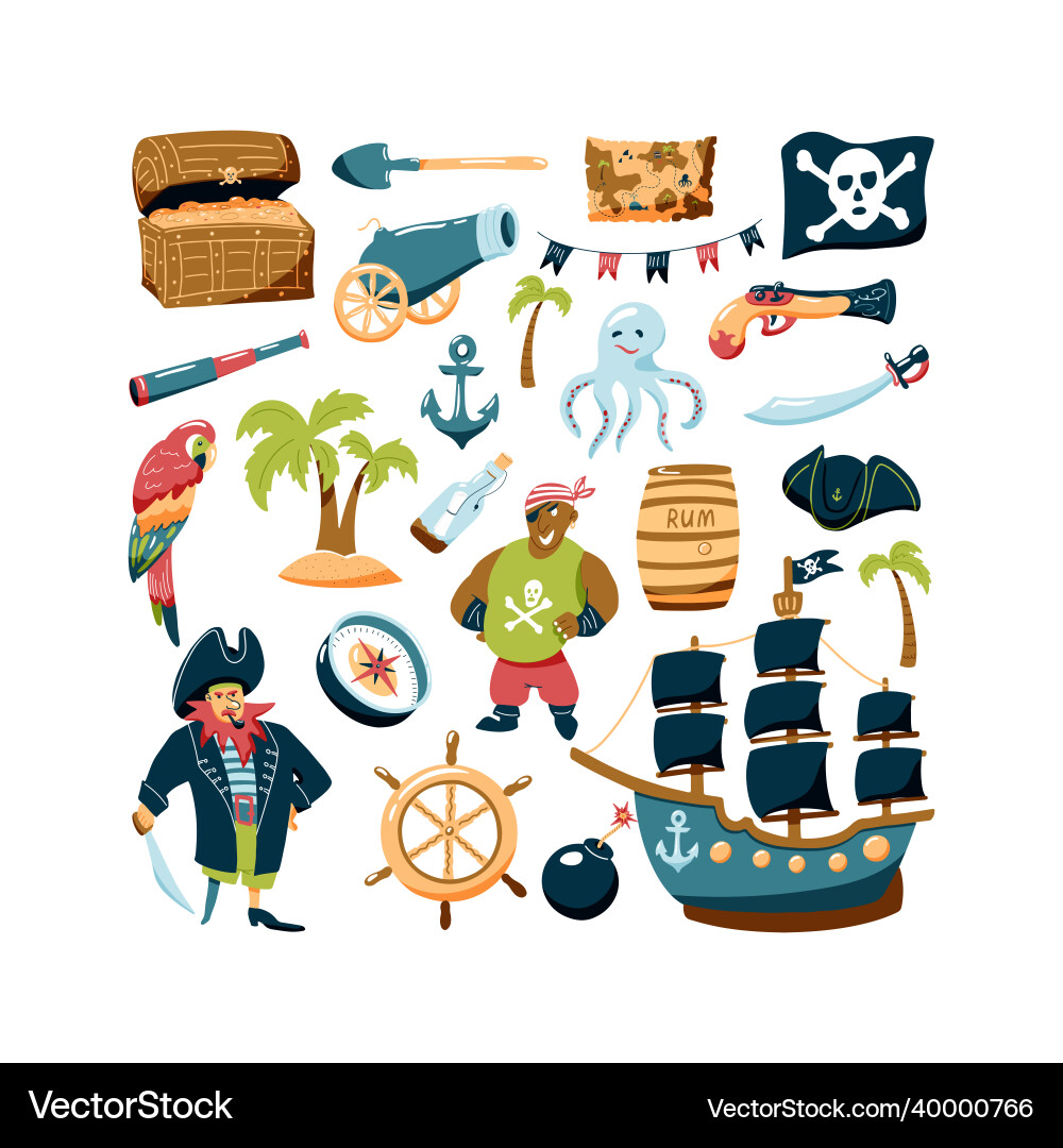 Pirate set Royalty Free Vector Image - VectorStock