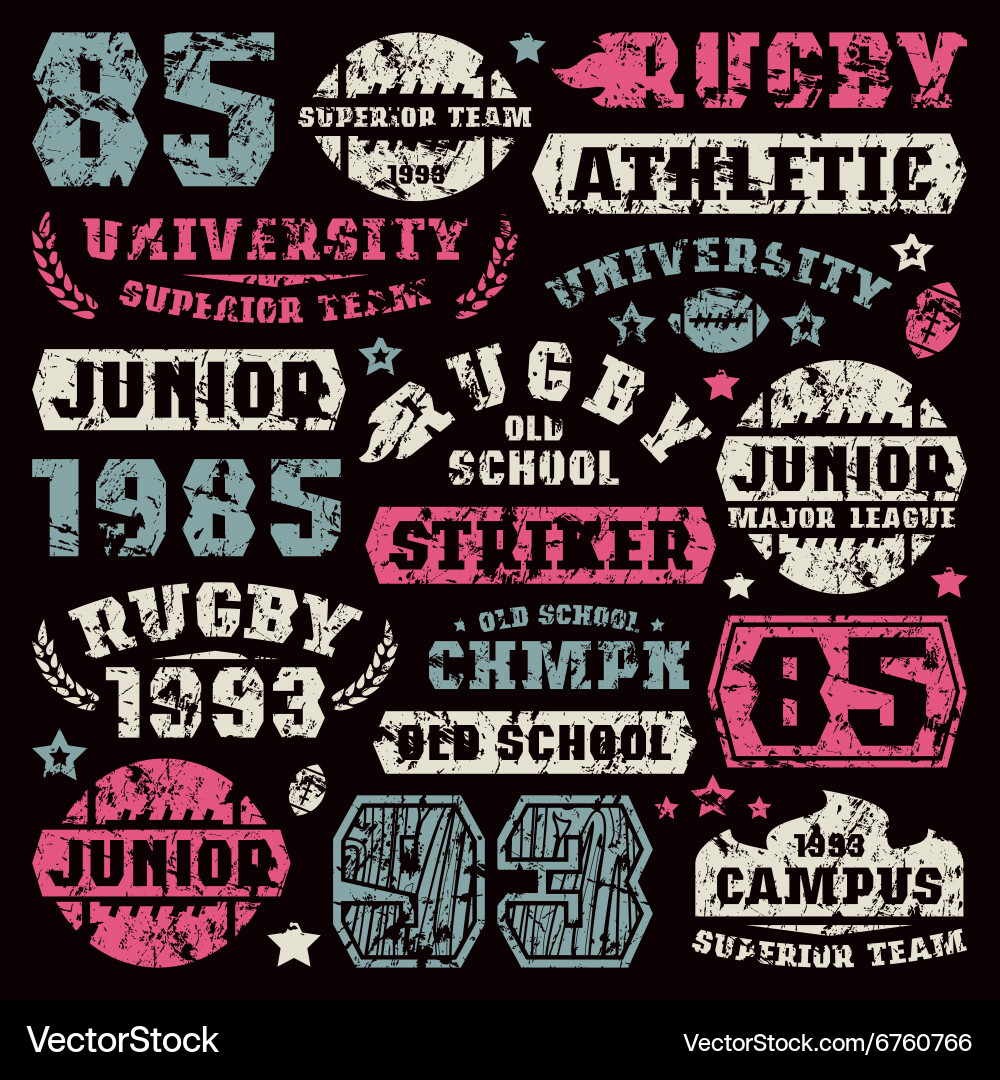 Rugby team typographic elements Royalty Free Vector Image