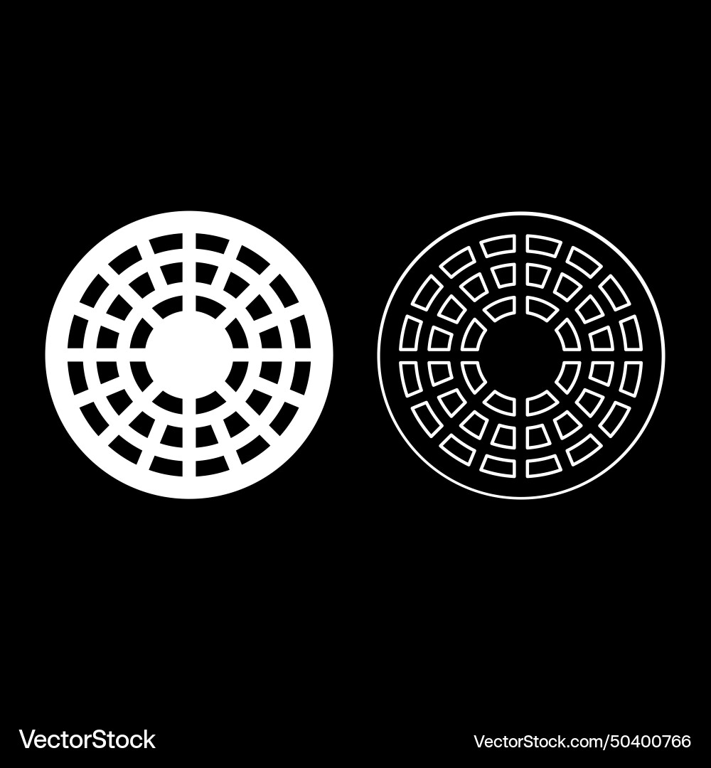 Sewer hatch manhole cover set icon white color Vector Image