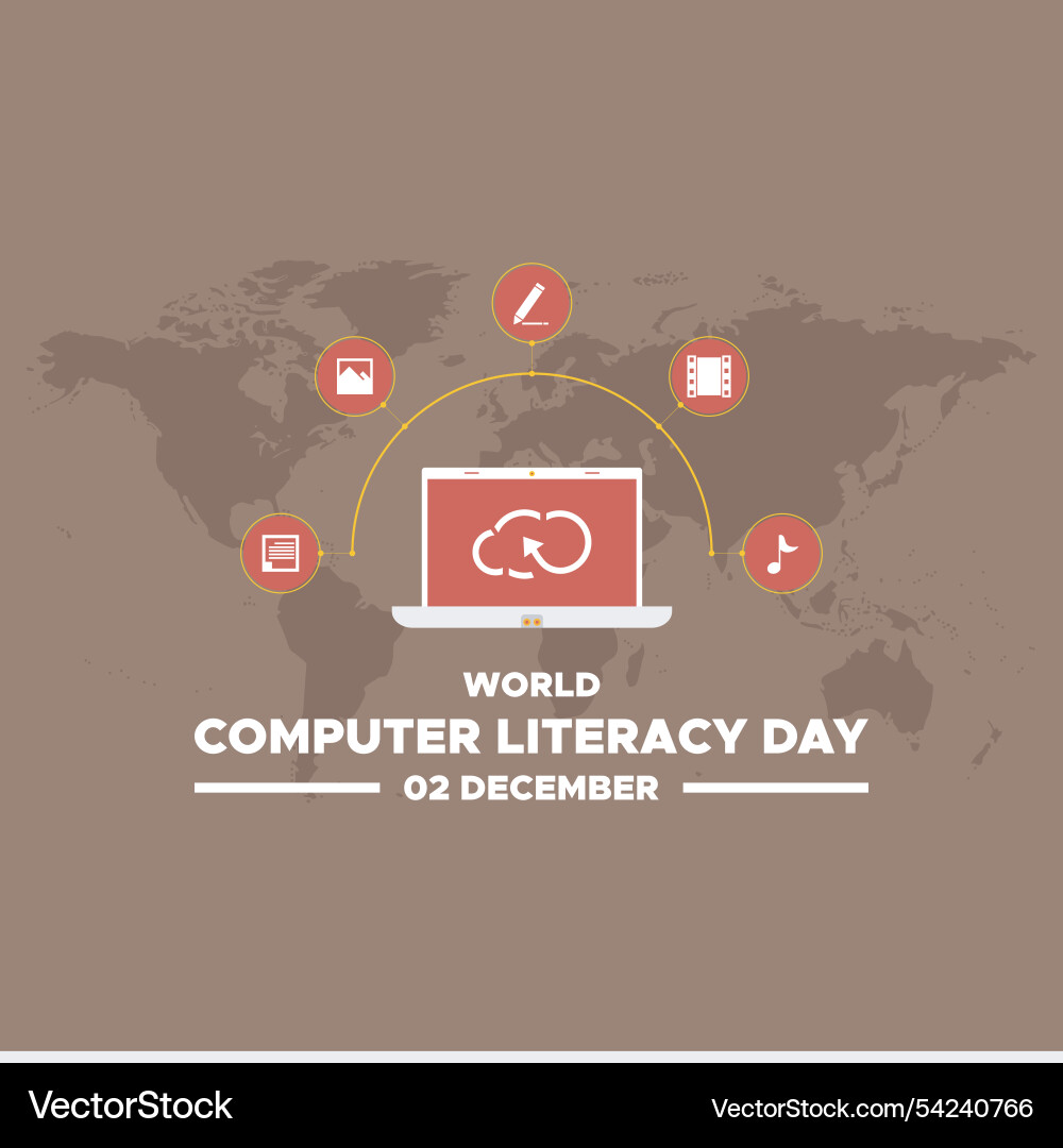 World computer literacy day Royalty Free Vector Image