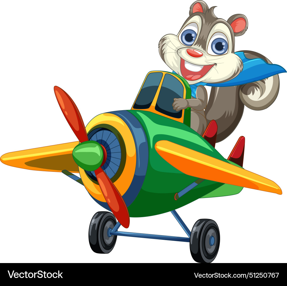 A squirrel piloting plane Royalty Free Vector Image