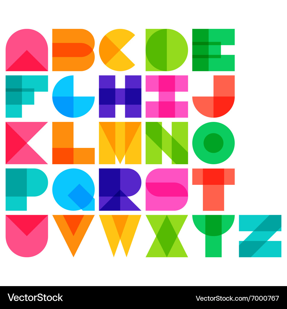 Colorful Letter Shapes Font Royalty Free Vector Image