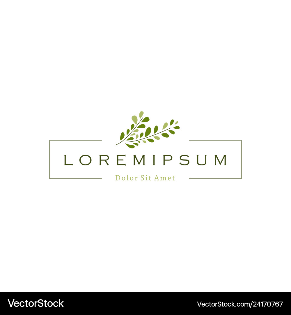 Green Leaf Branch Logo Royalty Free Vector Image