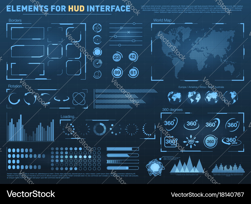 Hud user interface with elements interactive Vector Image