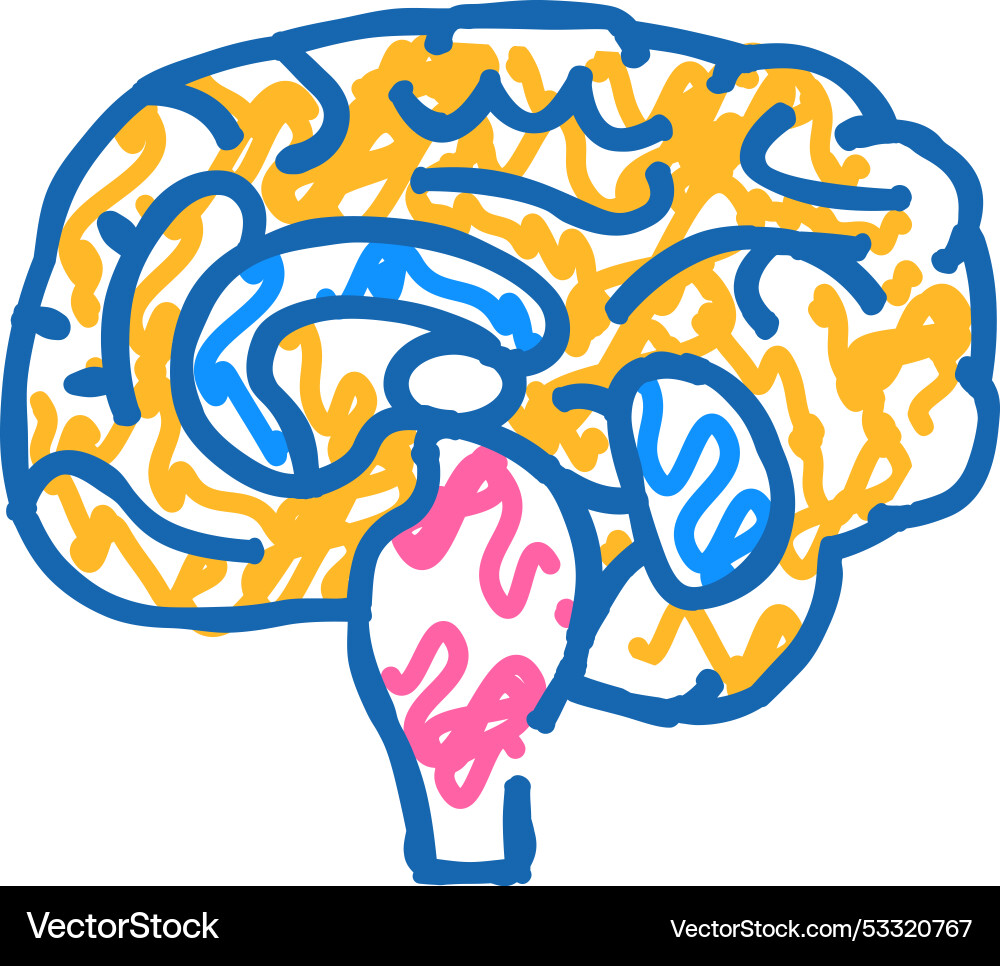 Neurology brain icon doodle Royalty Free Vector Image