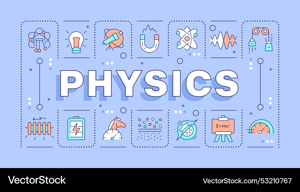 Physics light purple word concept Royalty Free Vector Image